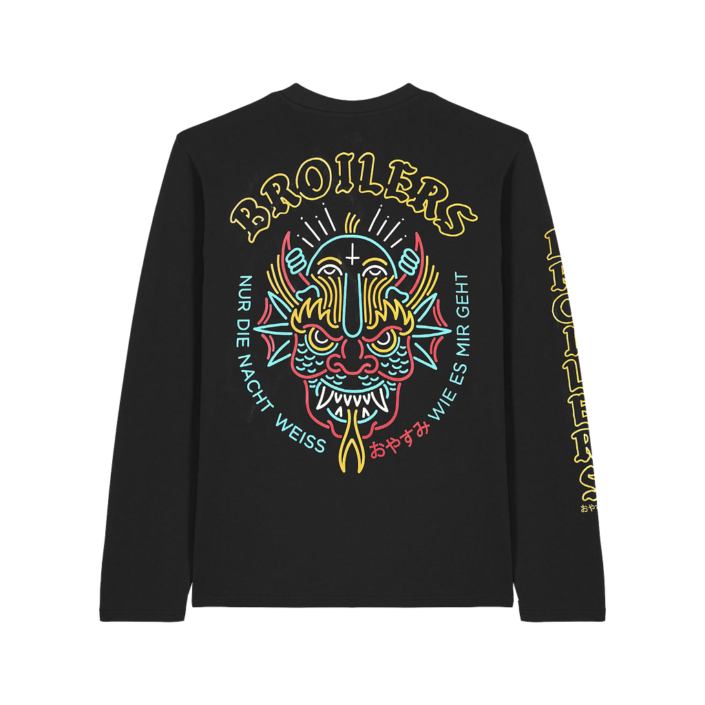 Nur die Nacht weiss Longsleeve Schwarz | Broilers | Offizieller Shop